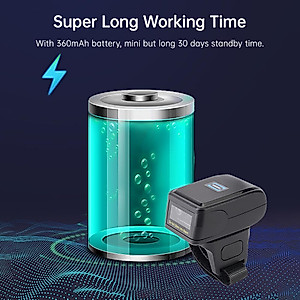 Barcode Scanner,2D Barcode Scanner Portable Finger Handheld Wearable Ring 1D 2D Bar Code Reader Bt+2.4G Wireless and Wired Connection Support for Windows iOS Android Pc Computers Supermarket