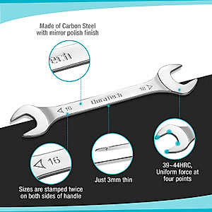 DURATECH 16 mm x 18 mm Super-Thin Open End Wrench, Metric