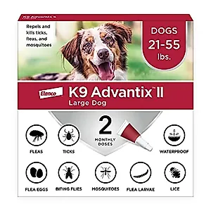 K9 Advantix II Large Dog Vet-Recommended Flea, Tick & Mosquito Treatment & Prevention | Dogs 21-55 lbs. | 2-Mo Supply