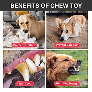 PrimePets Dog Toys for Aggressive Chewers, Tough Rubber Chew Toy for Large Medium Dogs, Red, Squeaky Dog Football for Interactive Fetching, Teeth Cleaning