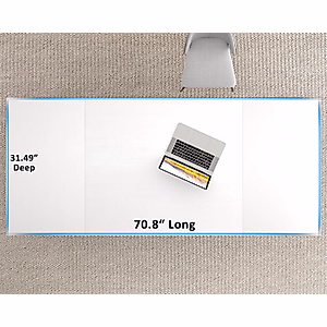 LVB 70.8" Long Desk, Modern Large White Computer Desk for Home Office Work, Wood Metal Computer Table for Writing Study in Bedroom, Simple Gaming Desk for 2 Monitor Workstation, White Oak, 70 in