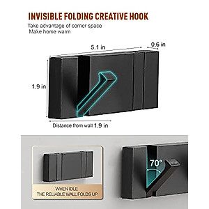 MrsJeggy 2 Pack Waterproof Folding Hideaway Coat Hooks，Retractable Hook，Space-Saving Hanger，Coat Hooks Wall Mounted，Aluminum Heavy Duty Wall Hooks，Wall Mounted Folding Coat Rack for Hat，Towel，Bag，Key