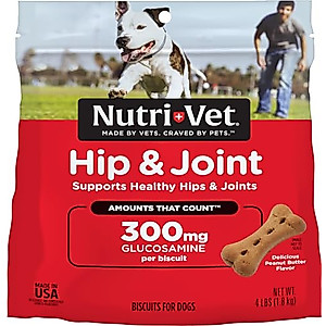 Nutri-Vet Hip & Joint Biscuits for Dogs | Tasty Dog Glucosamine Treat & Dog Joint Supplement | LARGE Biscuit with 500mg Glucosamine | 4 LB Bag