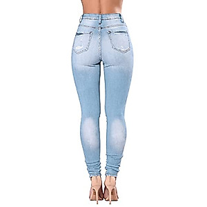 KDF Women's High Waisted Jeans for Women Distressed Ripped Jeans Slim Fit Butt Lifting Skinny Stretch Jeans Denim Pants
