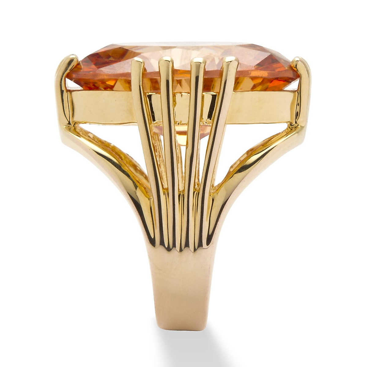 PalmBeach Yellow Gold-plated Oval Cut Champagne Cubic Zirconia Cocktail Ring Sizes 7-12 Size 9