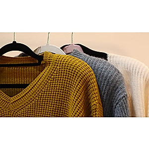 KADEA 5 Pairs of Velvet Hangers with Shoulder Form, Suitable for Velvet Hangers, Non-Slip (Please Note: Hangers are not Included.) (Black)