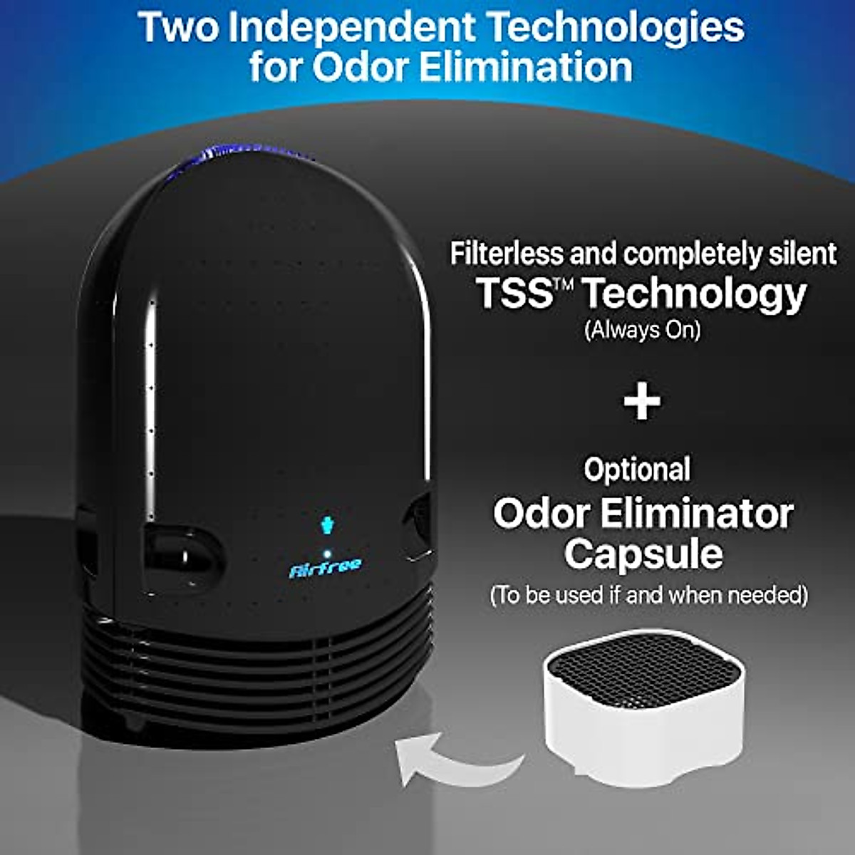 Airfree Duo - Filterless Air Purifier That Can Also Remove Odors - Remove Mold, and Allergens - Filterless Completely Silent Mode - Covers Up to 350 sq ft – Black