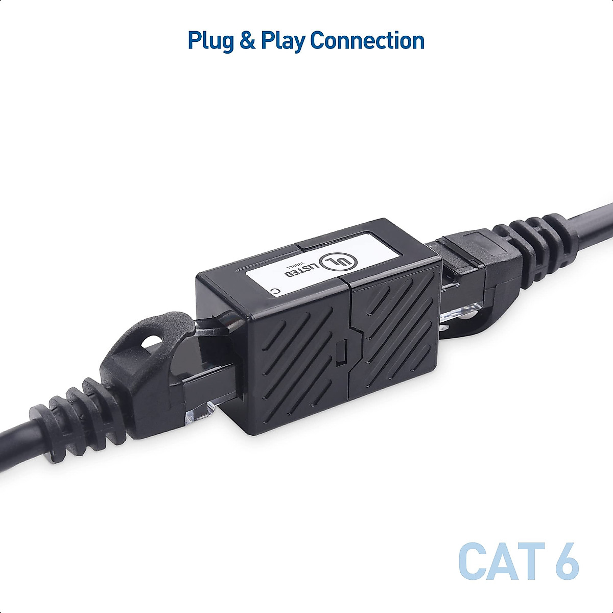 Cable Matters [UL Listed] 5-Pack 10Gbps Cat 6 Ethernet Coupler (RJ45 Coupler, Cat6 Coupler, Ethernet Extender Adapter) in Black, Compatible with Cat6A, Cat5e