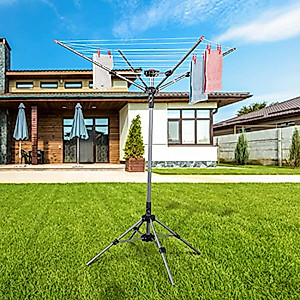 STORAGE MANIAC Outdoor Umbrella Drying Rack, 8 Lines with 82 Feet Drying Space, Steel Frame & Adjustable Height, 4-arm Umbrella Clothesline for Laundry, Collapsible Clothes Drying Rack for Backyard