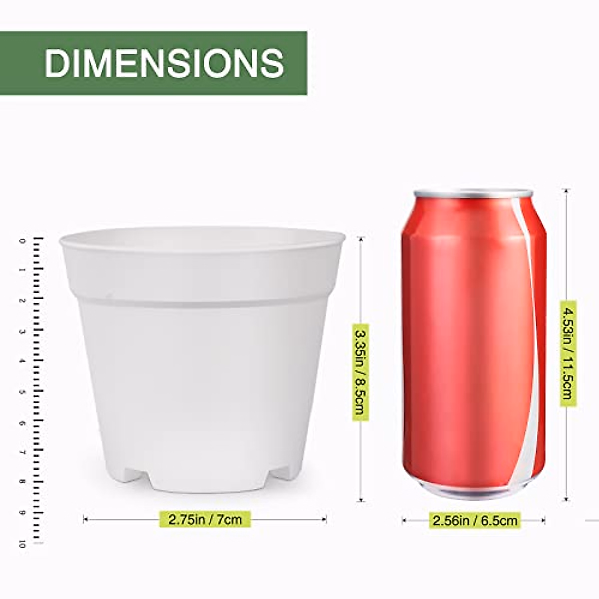 Olisx 12 Pack 4 inch Plastic Planters, Seedlings Plant Nursery Pots with Drainage Holes and Saucers for Plants Flowers Succulent and All House Plants, White