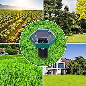 MorTime Solar Powered Mole Deterrent Spikes Outdoor Ultrasonic Groundhog Gopher Vole Deterrent for Lawn Garden Yard (4pc Hexagon)