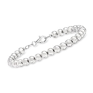 Ross-Simons Italian 6mm Sterling Silver Bead Bracelet. 7.5 inches