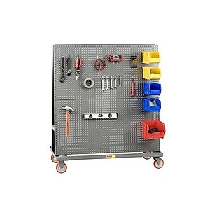 Little Giant AFPB-2448-5PY Heavy-Duty Mobile Pegboard A Frame-Lean Bulk Handling Tool Cart with 5" Polyurethane Wheels, 2000 lbs Capacity, 48" Length x 24" Width x 56" Height, Gray Finish
