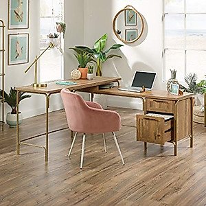 Sauder Coral Cape L-Desk, L: 60.55" x W: 59.09" x H: 30.08", Sindoori Mango Finish