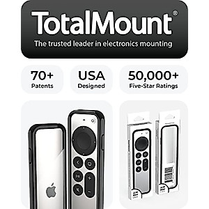 TotalMount Air Rim Case for Apple TV Remotes – Slim, Hybrid Apple TV Remote Case with Ultimate Drop Protection – Black Perimeter Cover & Clear Back