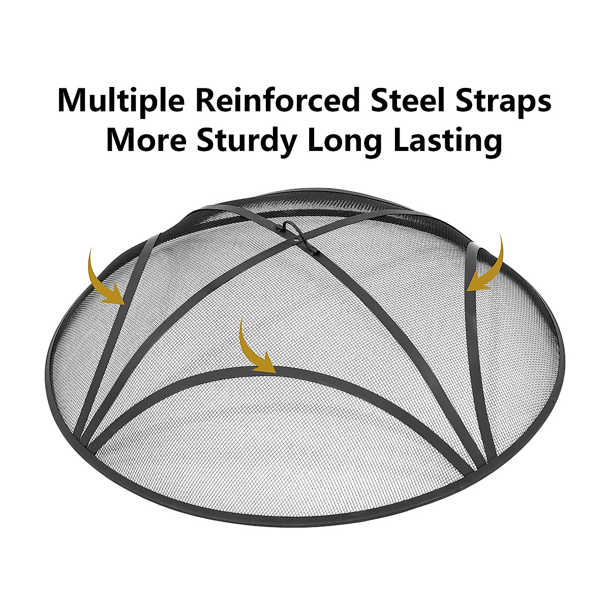 27In Reinforced Steel Round Fire Pit Screen Cover,Outdoor Patio Fire Pit Spark Screen,Heavy Duty Steel Mesh Firepit Ember Lid with Handle