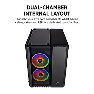 CORSAIR CRYSTAL 280X RGB Micro-ATX Case, 2 RGB Fans, Lighting Node PRO included, Tempered Glass - Black (CC-9011135-WW)