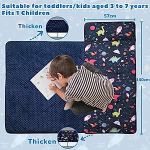 Vencede Nap Mat - Toddler Nap Mat with Pillow and Blanket, Kids Nap Mats for Preschool, Extra Thick Large 55"x23" Toddler Sleeping Bag for Daycare, Dinosaur Nap Mat for Boys Girls Ages 3-7 Years