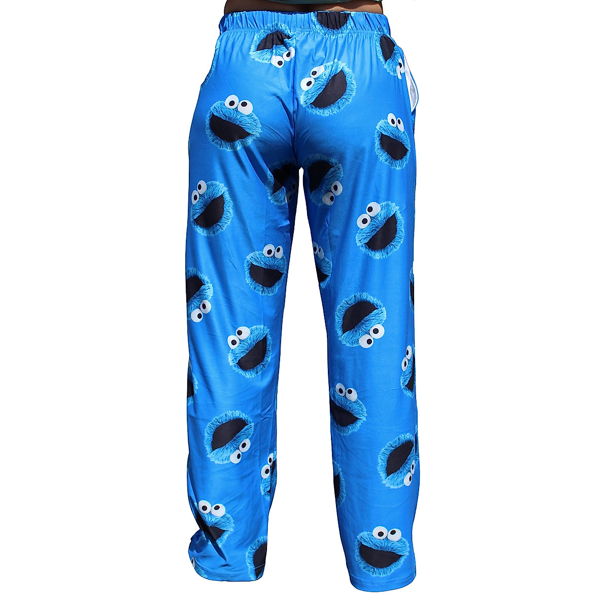 BRIEF INSANITY Lounge Pajama Pants for Men and Women | Sesame Street Cookie Monster Tough Cookie Graphic Print Pattern Bottoms - Comfy, Ultra Soft, Unisex Loungewear Pants (Tough Cookie, Medium)