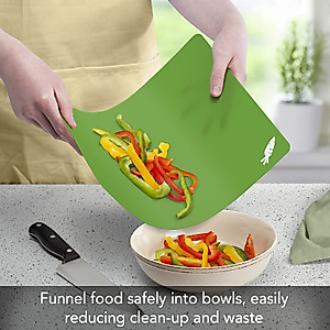 Cut N' Funnel Multi-Colored Flexible Plastic Cutting Board Mats 4 Pack Made in the USA Flexible, BPA Free, Dishwasher Safe