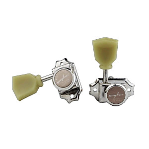 Guyker 3x3 Vintage Style Locking Guitar Machine Heads – 1:15 Ratio Lock String Deluxe Tuning Key Pegs Tuners Set Replacement for Electric, Acoustic or Folk Guitars - nickel