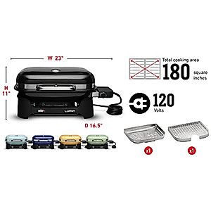 Weber Lumin Compact Outdoor Electric Barbecue Grill, Yellow - Great Small Spaces such as Patios, Balconies, and Decks, Portable and Convenient
