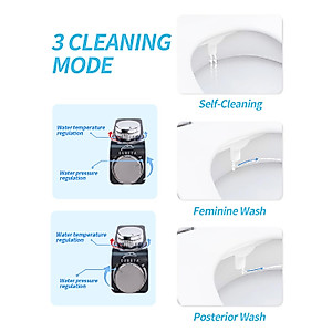 CUBETA Bidet Attachment for Toilet, Non-Electric Cold and Hot Water Bidet Toilet Seat Attachment with Adjustable Water Pressure and Temperature, Self-cleaning Dual Nozzles