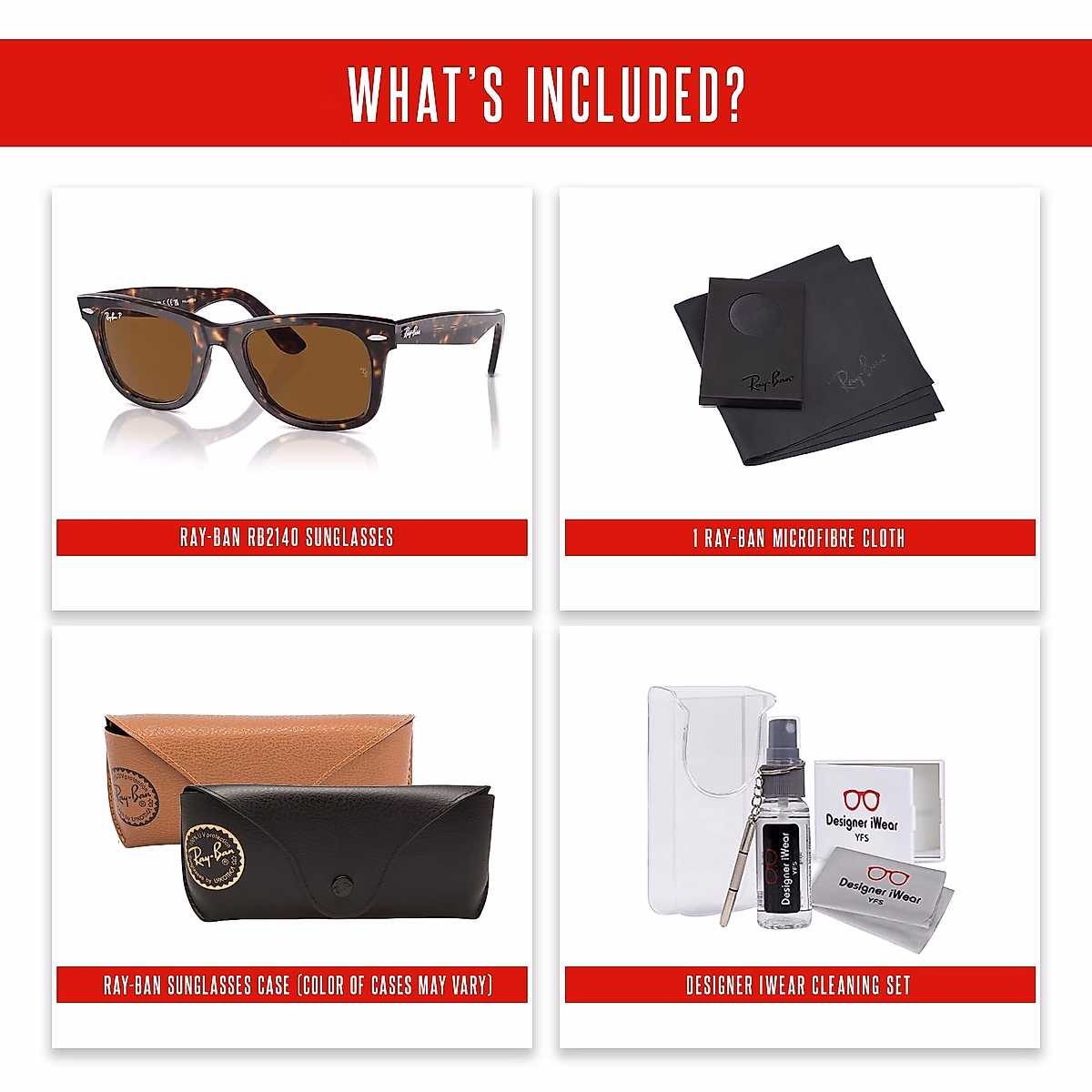 Ray-Ban RB2140 902/57 50M Tortoise/Crystal Lens Brown Polarized Square Sunglasses For Men For Women + BUNDLE with Designer iWear Eyewear Kit