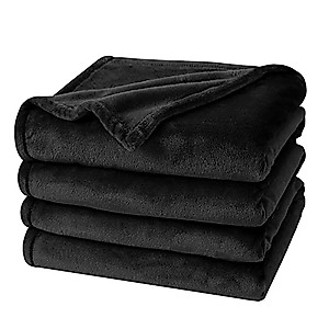 PHF Ultra Soft Fleece Blanket King Size, No Shed No Pilling Luxury Plush Cozy 300GSM Lightweight Blanket for Bed, Couch, Chair, Sofa Suitable for All Season, 108" x 90", Black