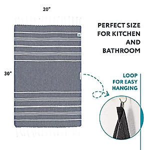 WETCAT Bundle: Turkish Bath Towel (38 x 71) and Turkish Hand Towels (20 x 30, Set of 2) - 100% Cotton, Prewashed for Soft Feel - Navy Blue Towels & Navy Blue Bathroom Accessories