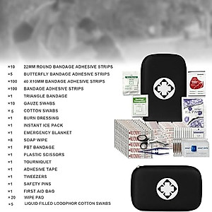 276Pcs First Aid Kit Car Emergency Kit Just in Case Travel First Aid Emergency Road Kit Home Family Outdoor Adventure, Black angel wish