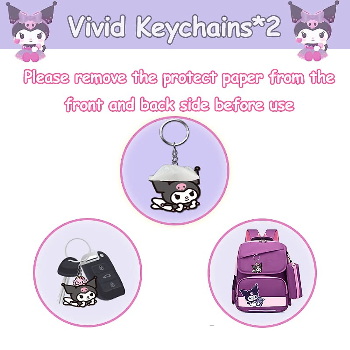 Cartoon Kawaii Set Including Bookmarks Pens Card Holders with Lanyard Sticky Note Ruler Stickers Button Badges Keychain