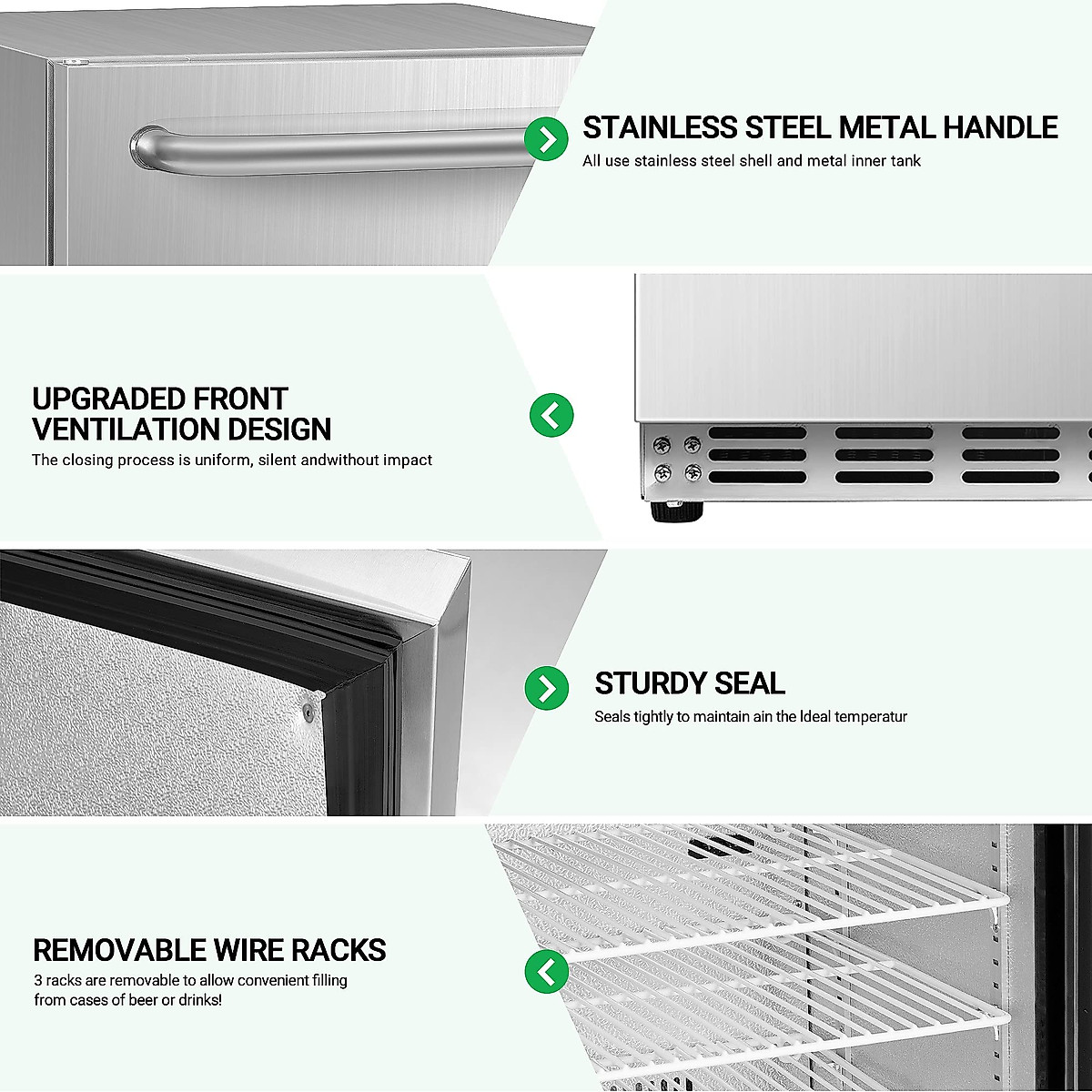 ICEJUNGLE Refrigerator, Single Door, Silver Outdoor Refrigerator 24'' Built-in/Freestanding Compressor Beverage Fridge Refrigerator for Home and Commercial Use