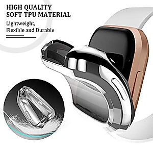 Maledan Screen Protector Case Compatible with Fitbit Versa 2 Smartwatch, 3 Pack Full Protective Case Cover Scratch Resistant Shock Absorbing for Versa 2 Accessories, Clear/Black/Silver