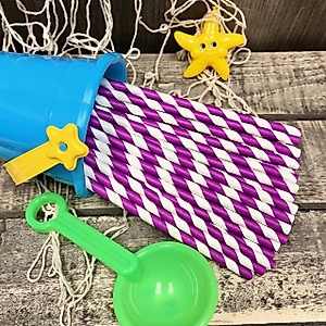 Purple Paper Straws - Stripe Chevron Polka Dot - 7.75 Inches - 100 Pack - Outside the Box Papers Brand