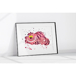 Cheshire Cat Prints, Alice in Wonderland Watercolor, Nursery Wall Poster, Holiday Gift, Kids and Children Artworks, Digital Illustration Art