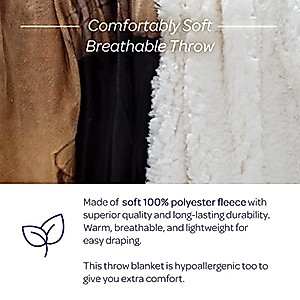 Bedford Home Sherpa Fleece Throw Blanket- Lighthouse Print Pattern, Lightweight Hypoallergenic Bed or Couch Soft Plush Blanket for Adults and Kids