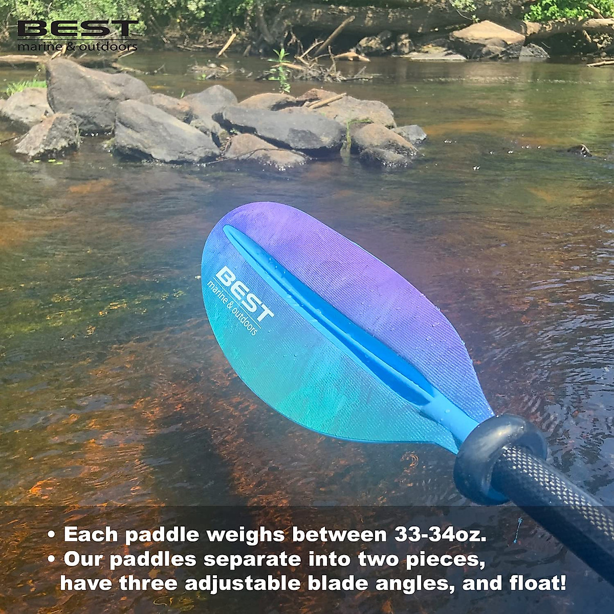 Best Marine and Outdoors Kayak Paddle, Carbon Fiber Shaft & Fiberglass Reinforced Polypropylene Blades, 220cm, 234cm, 250cm, Lightweight Kayak Paddles for Adults, Kayak Oar & Accessories
