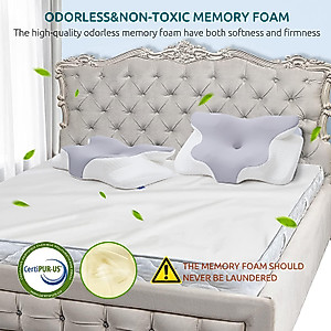 RXENDY Cervical Pillow for Neck Pain Relief,Memory Foam Neck Pillow with 2 Height,Side Stomach Sleeper Pillows for Adults,Breathable Pillowcase