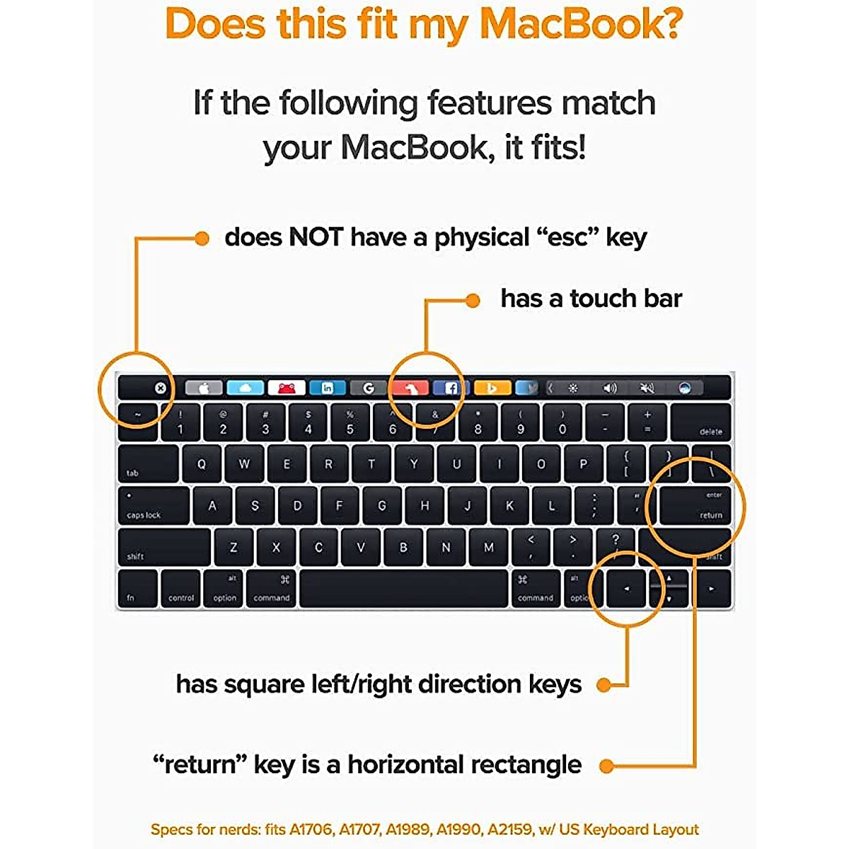 UPPERCASE GhostCover Premium Ultra Thin Keyboard Protector, Compatible with MacBook Pro with Touch Bar 13" and 15" (2016 2017 2018 2019, Apple Model Number A1706, A1707, A1989, A1990, A2159)