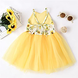 Toddler Baby Girls Summer Dress Sunflower Straps Princess Tulle Tutu Dress Sundress