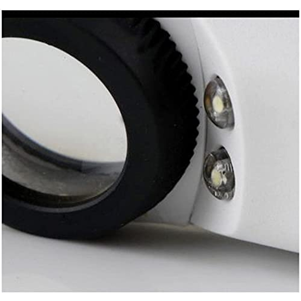 Handheld 40x High Power Hand Held Magnifier Magnifying Glass with 2-LED Light (White with Black)