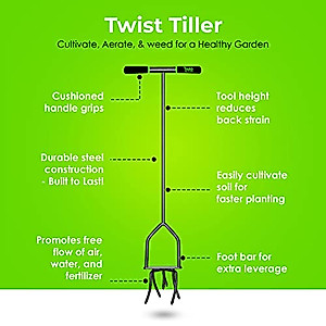 Yard Butler Twist Tiller garden cultivator & hand tiller heavy duty garden claw hand tool - ITNT-4