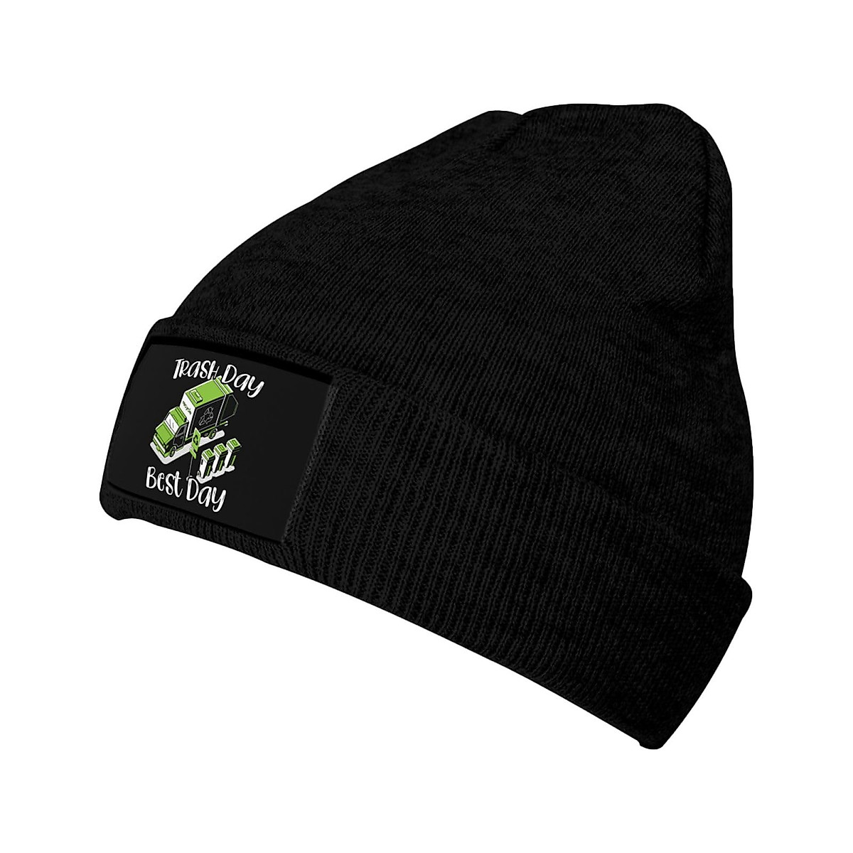 Trash Day Best Day Waste Management Garbage Truck Beanie Hat Women Knit Slouchy Hat Men Knitted Hat Skull Cap Black