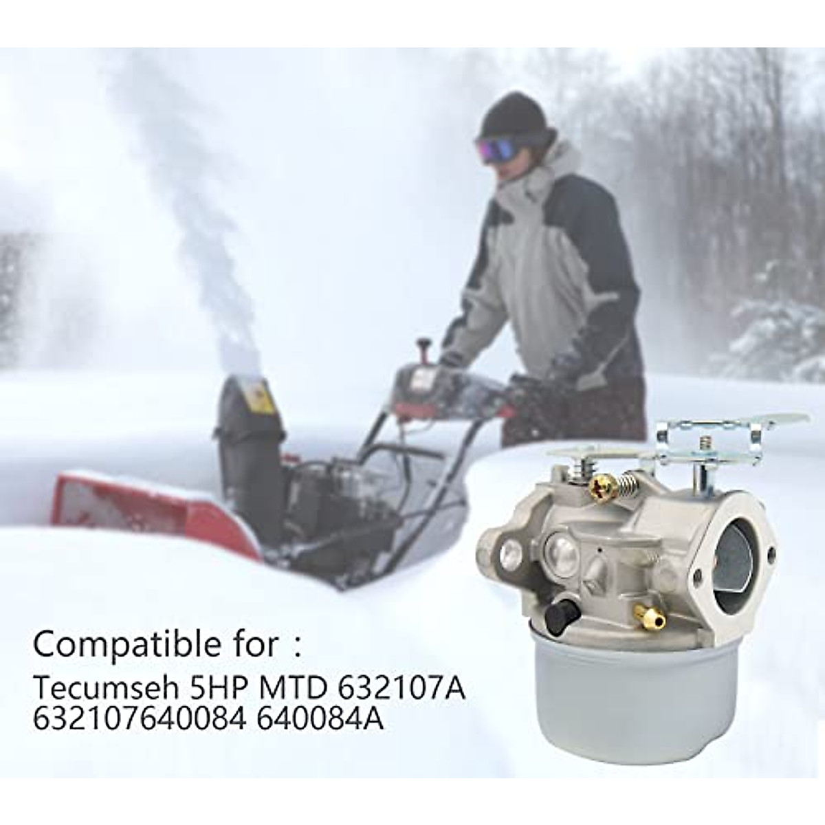640084B Carburetor Snow Blower Carburetor Carb Compatible for Tecumseh 5HP MTD 632107A 632107 640084 640084A Toro 521 Snow Blower HSSK40 HSSK50 HS50 LH195SA - for 640084B Snow Blower Carburetor