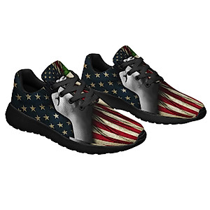 Italian American Flag Shoes for Men Women Running Sneakers Breathable Casual Sport Tennis Shoes Gift for Him Her Black Size 13