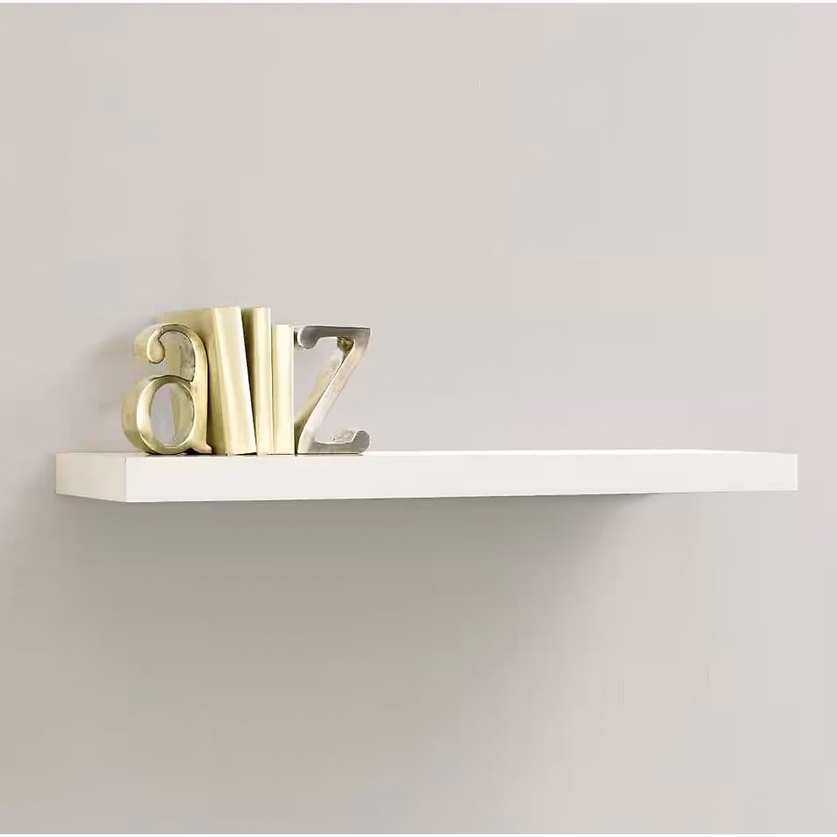 InPlace Durable Shelf with Invisible Brackets - Easy to Install & Remove, Deep Floating Shelves for Wall - MDF Wall Shelf for Living Room & Kitchen - 10.2"D x 23.6"W x 2"H - White - 0191828