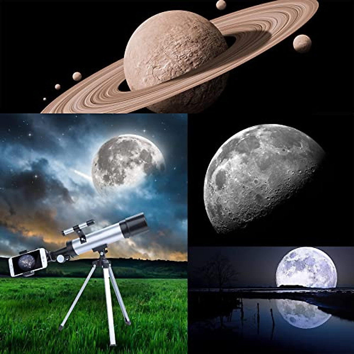 MIANHT Tripod Astronomical Telescope - Astronomical Portable Refracting Telescope, HD High-Power 90x Children's Gift Telescope for Astronomy Beginners, with Phone Adapter