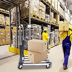 Foldable Platform Cart, 330 lbs Luggage Cart Folding Moving Dolly Luggage Trolley Push Hand Truck Telescopic Adjustment Trolley Rubber Wheel