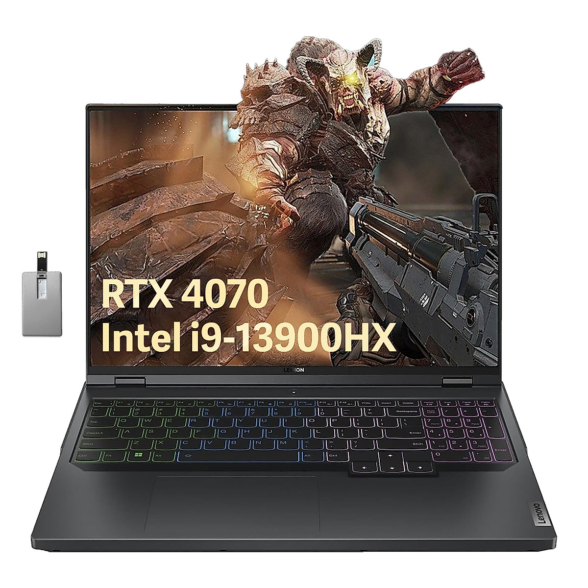 Lenovo Legion Pro 5i 16" WQXGA 240Hz Gaming Laptop, Core i9-13900HX, 32GB DDR5 RAM, 2TB SSD, NVIDIA GeForce RTX 4070, 1080p Webcam, RGB Backlit Keyboard, Gray, Win 11 Pro, 32GB Hotface USB Card